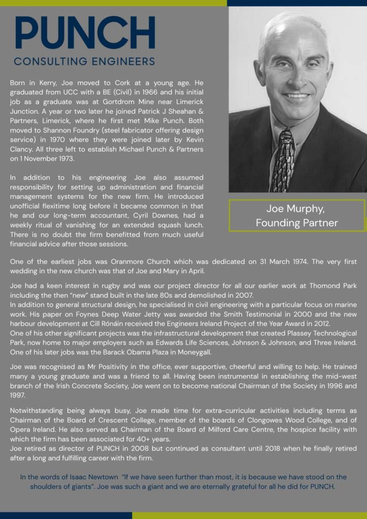 Joe Murphy RIP PUNCH Consulting Engineers
